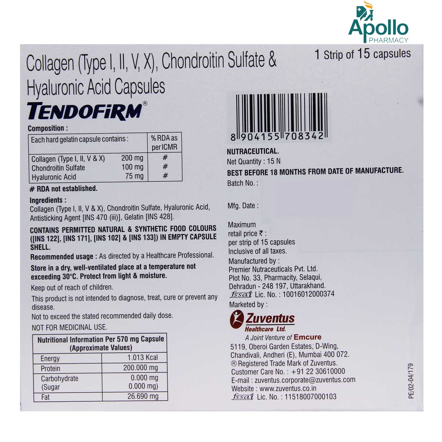Tendofirm Capsule 15's Price, Uses, Side Effects, Composition - Apollo ...