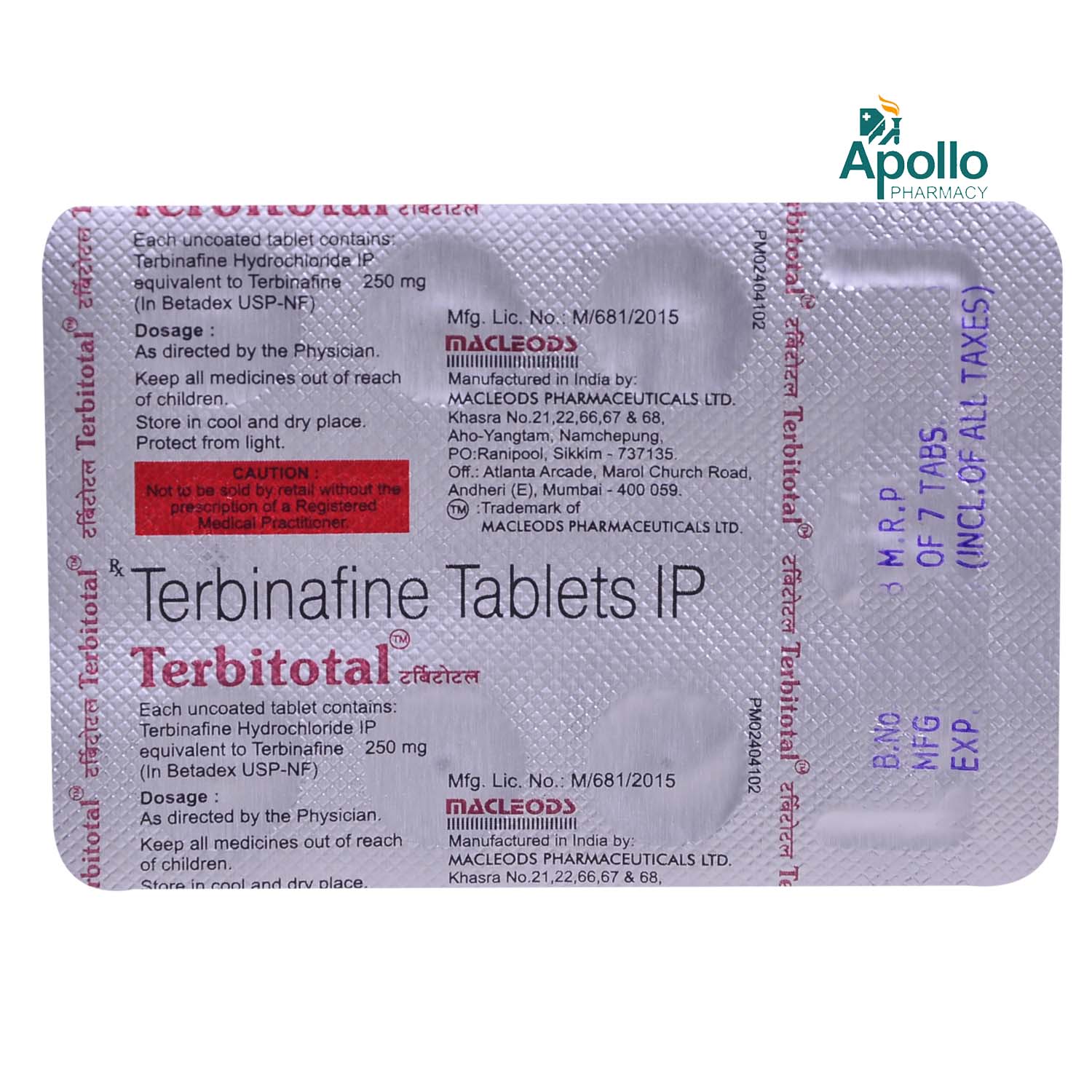 TERBITOTAL 500MG TABLET 7'S Price, Uses, Side Effects, Composition ...