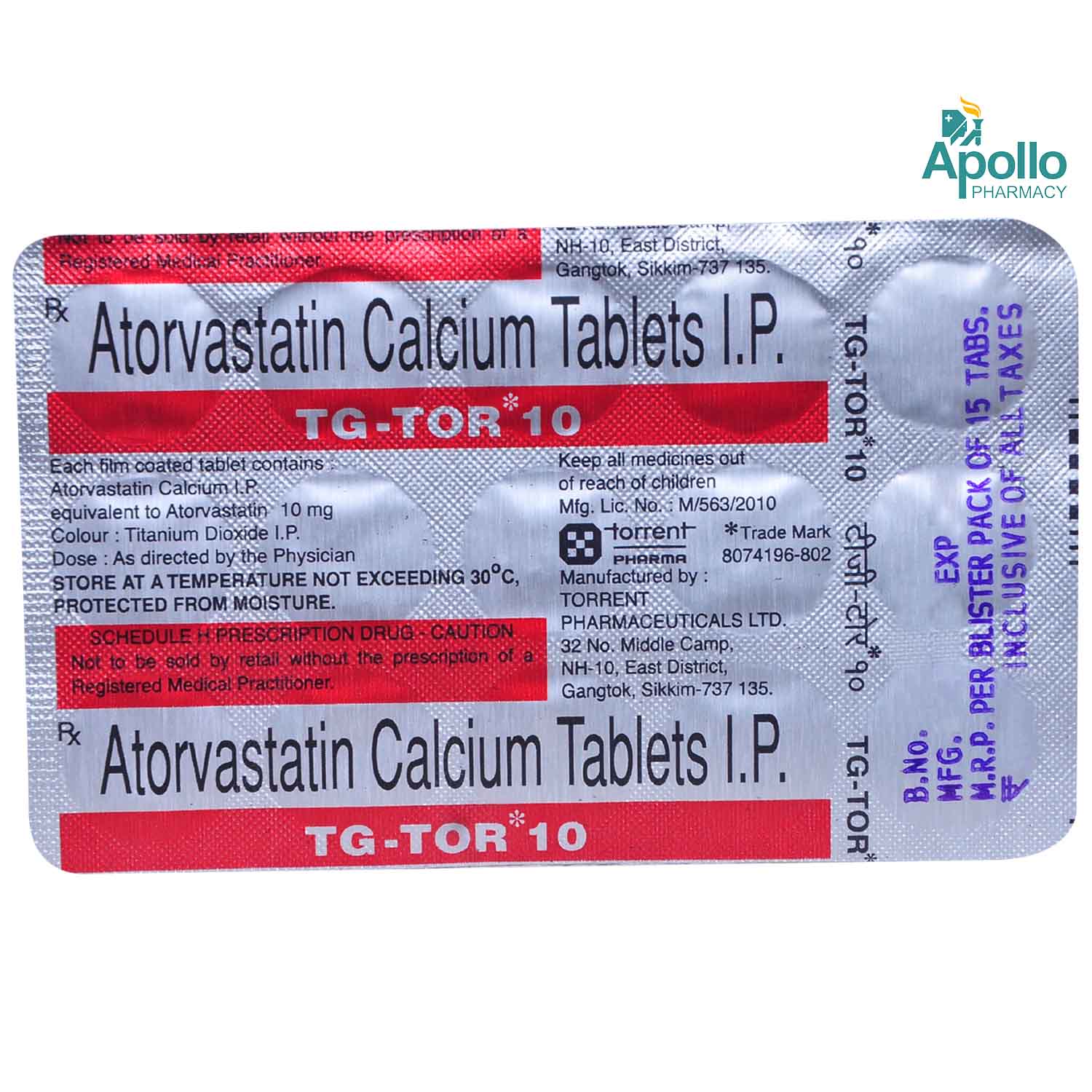 TG Tor 10 Tablet 15's Price, Uses, Side Effects, Composition - Apollo ...