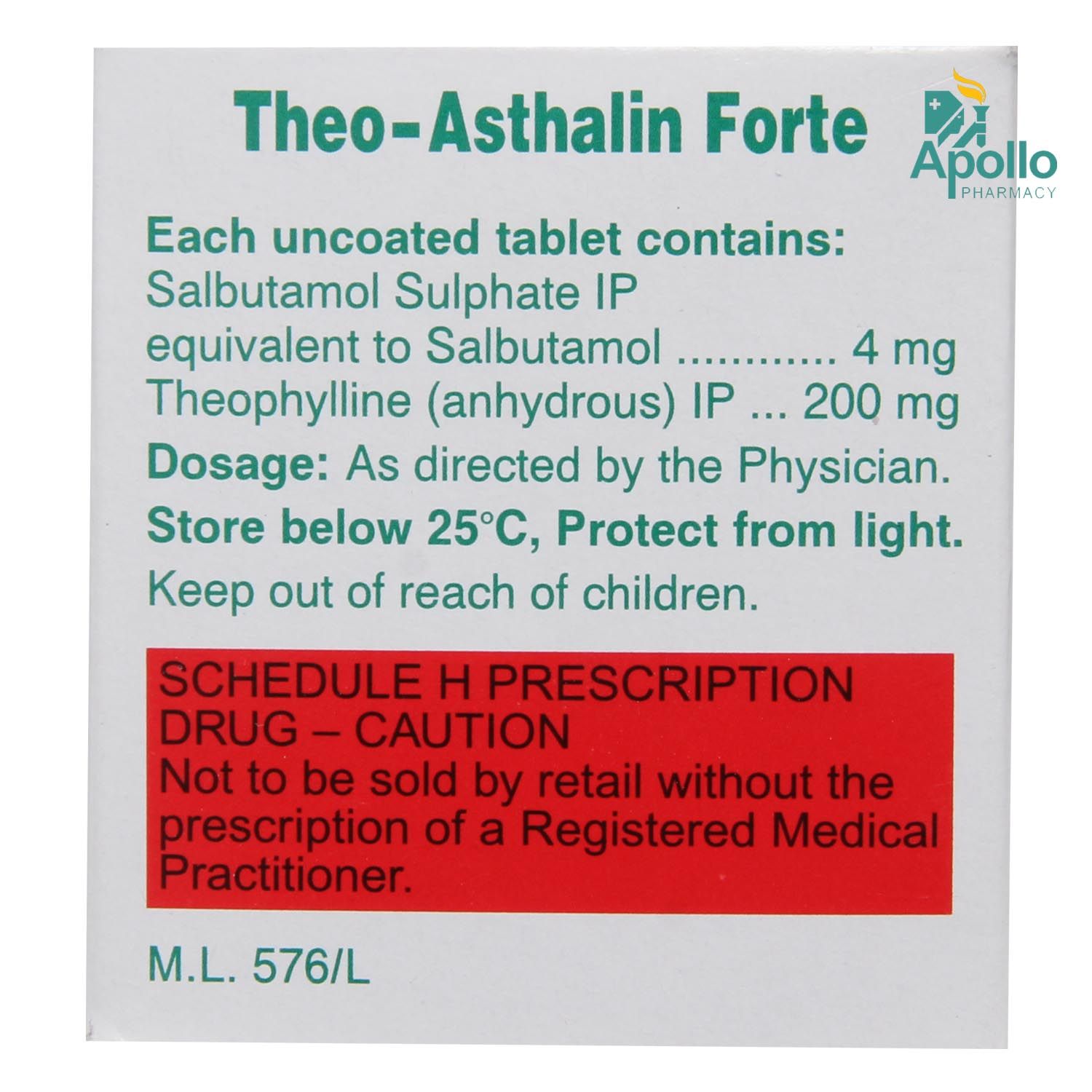 Theo-Asthalin Forte Tablet | Uses, Side Effects, Price | Apollo Pharmacy