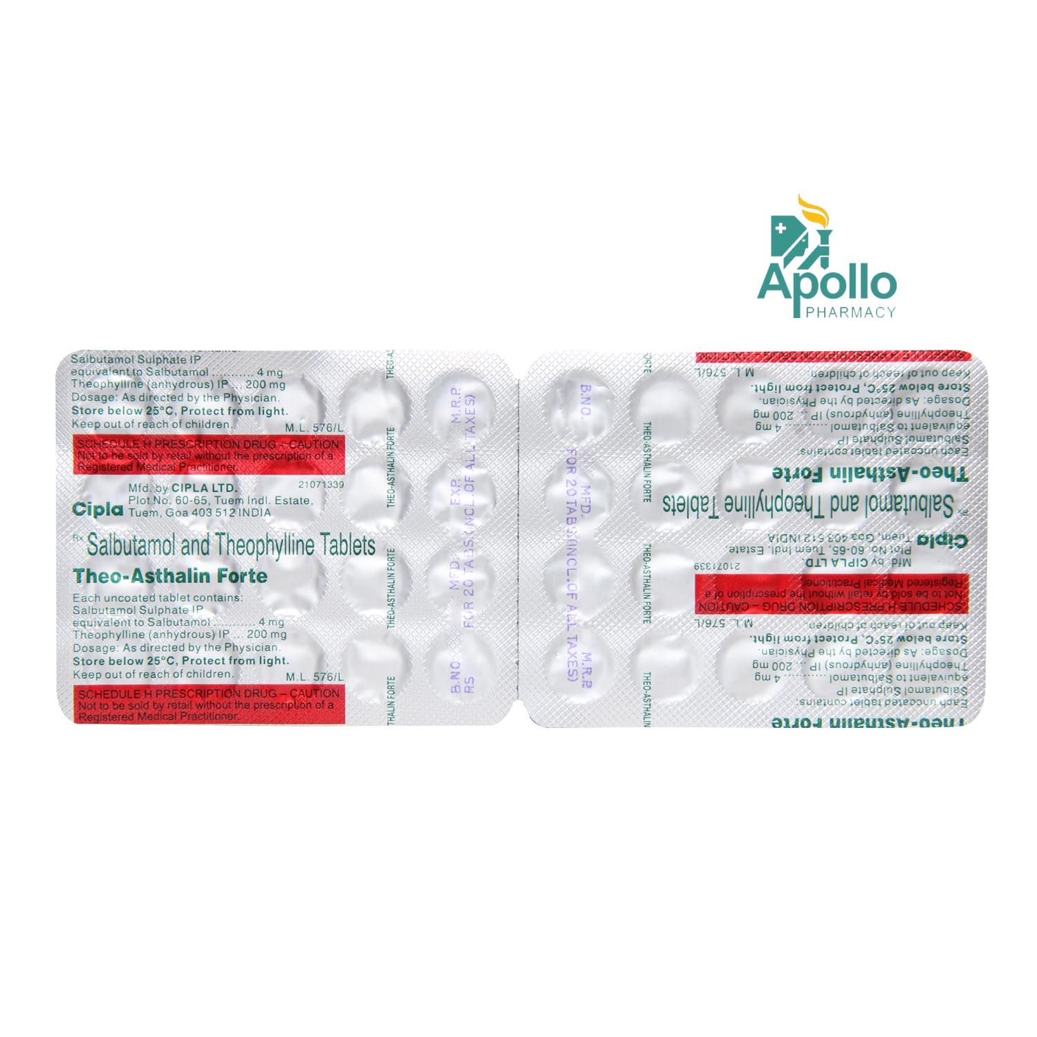 Theo-Asthalin Forte Tablet 20's Price, Uses, Side Effects, Composition ...