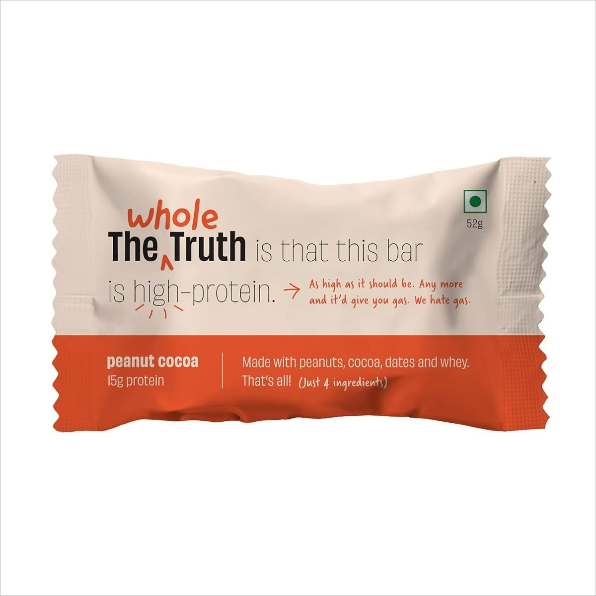 Buy The Whole Truth Peanut Cocoa Protein Bar, 52 gm | 19 Minutes ...