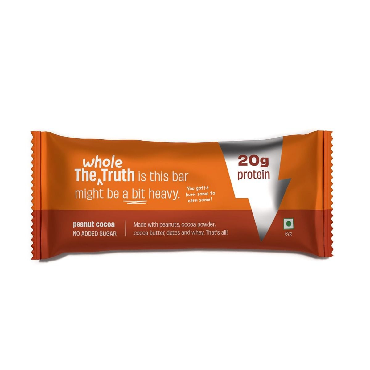 Buy The Whole Truth Peanut Cocoa Protein Bar, 67 gm | 19 Minutes ...
