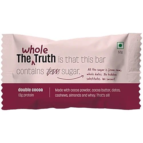 Buy The Whole Truth Double Cocoa Protein Bar, 52 gm | 19 Minutes ...