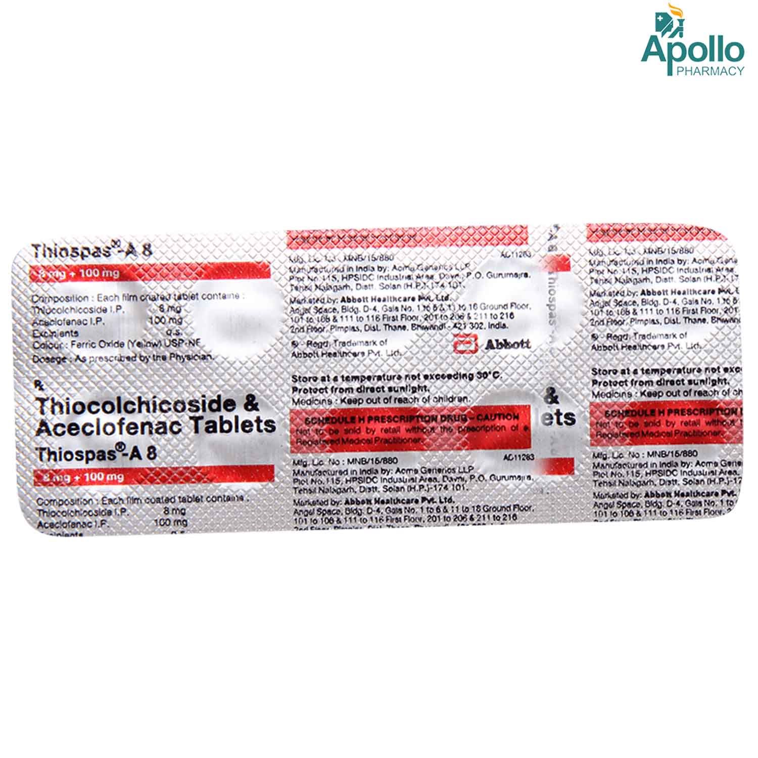 THIOSPAS A 8MG TABLET Price, Uses, Side Effects, Composition - Apollo ...