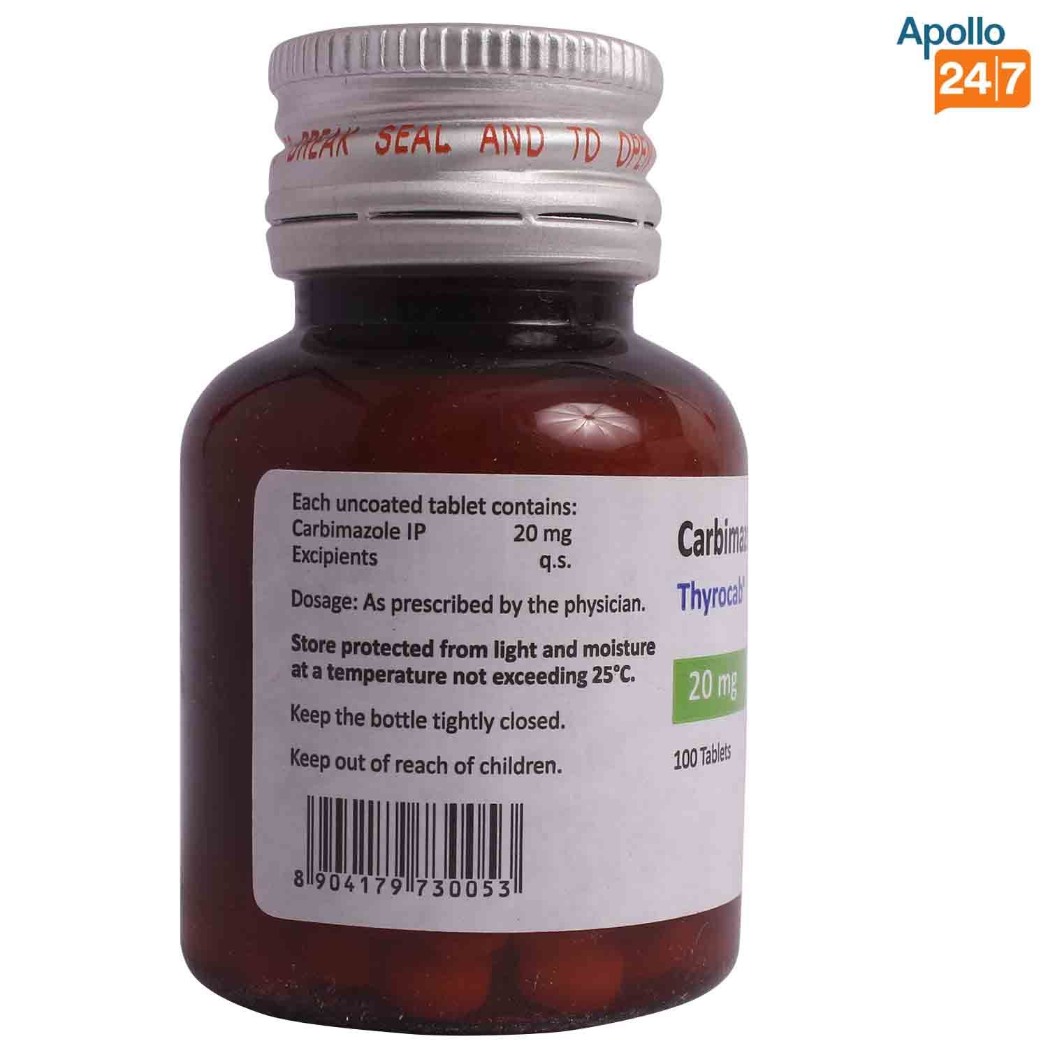 Thyrocab 20mg Tablet 100's Price, Uses, Side Effects, Composition ...