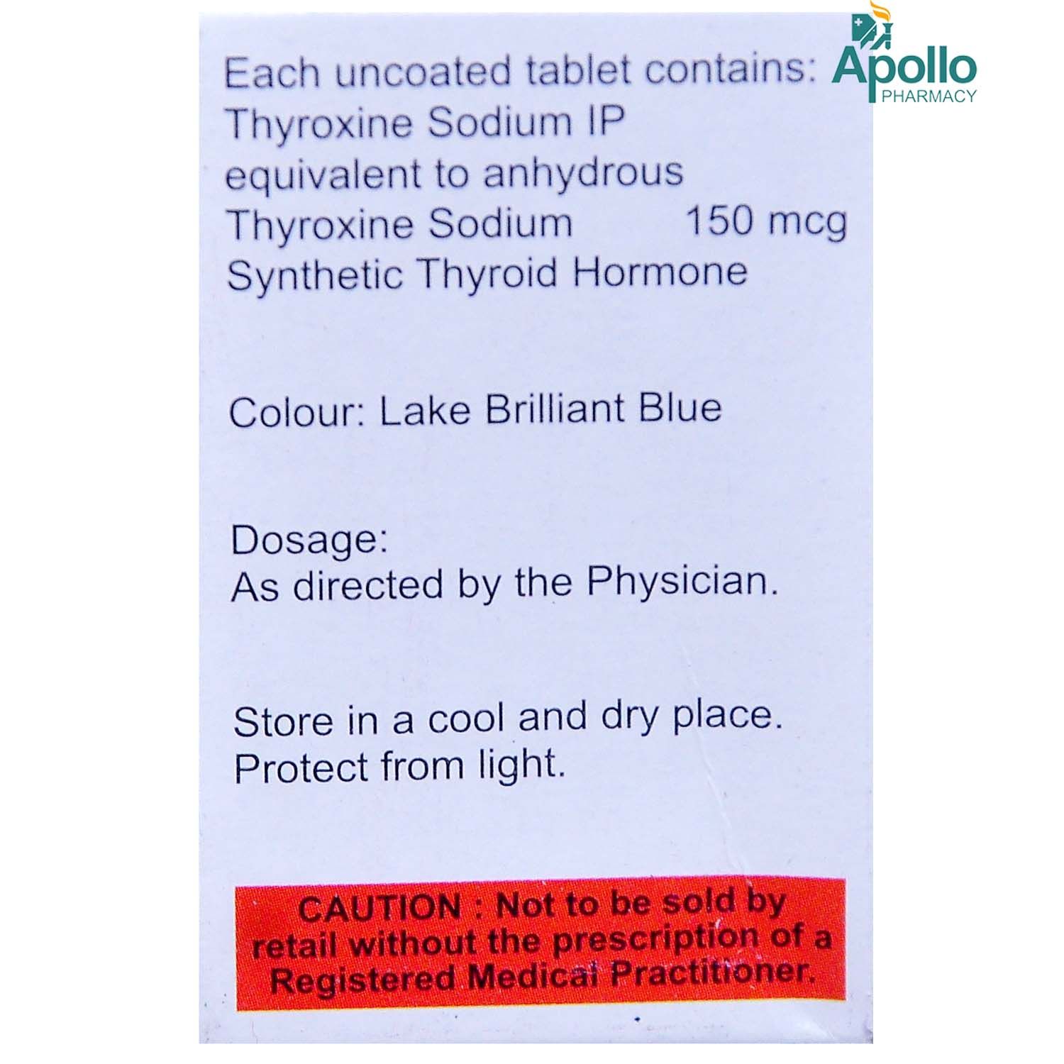 Thyrox-150 Tablet 100's Price, Uses, Side Effects, Composition - Apollo ...