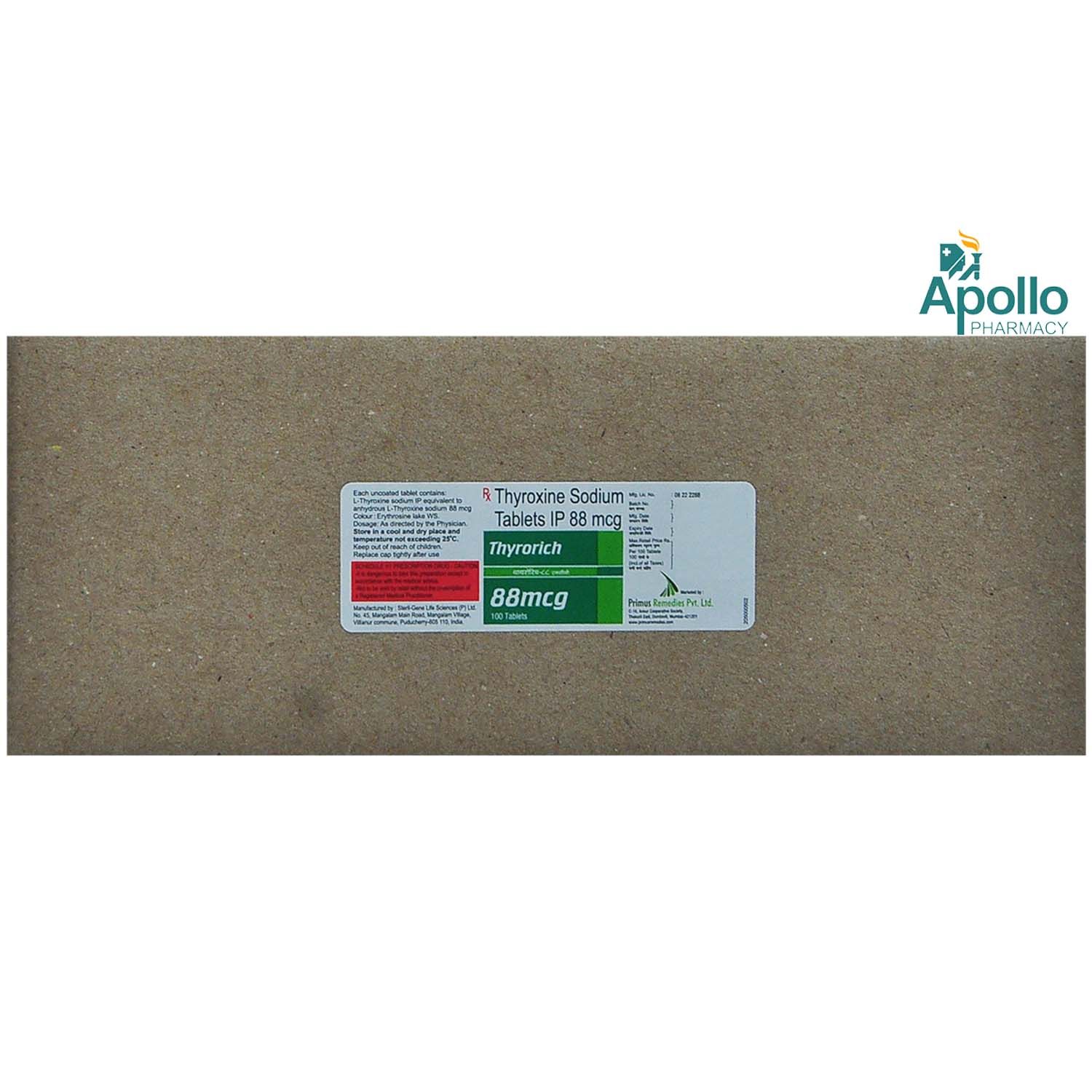 Thyrorich 88 mcg Tablet | Uses, Side Effects, Price | Apollo Pharmacy