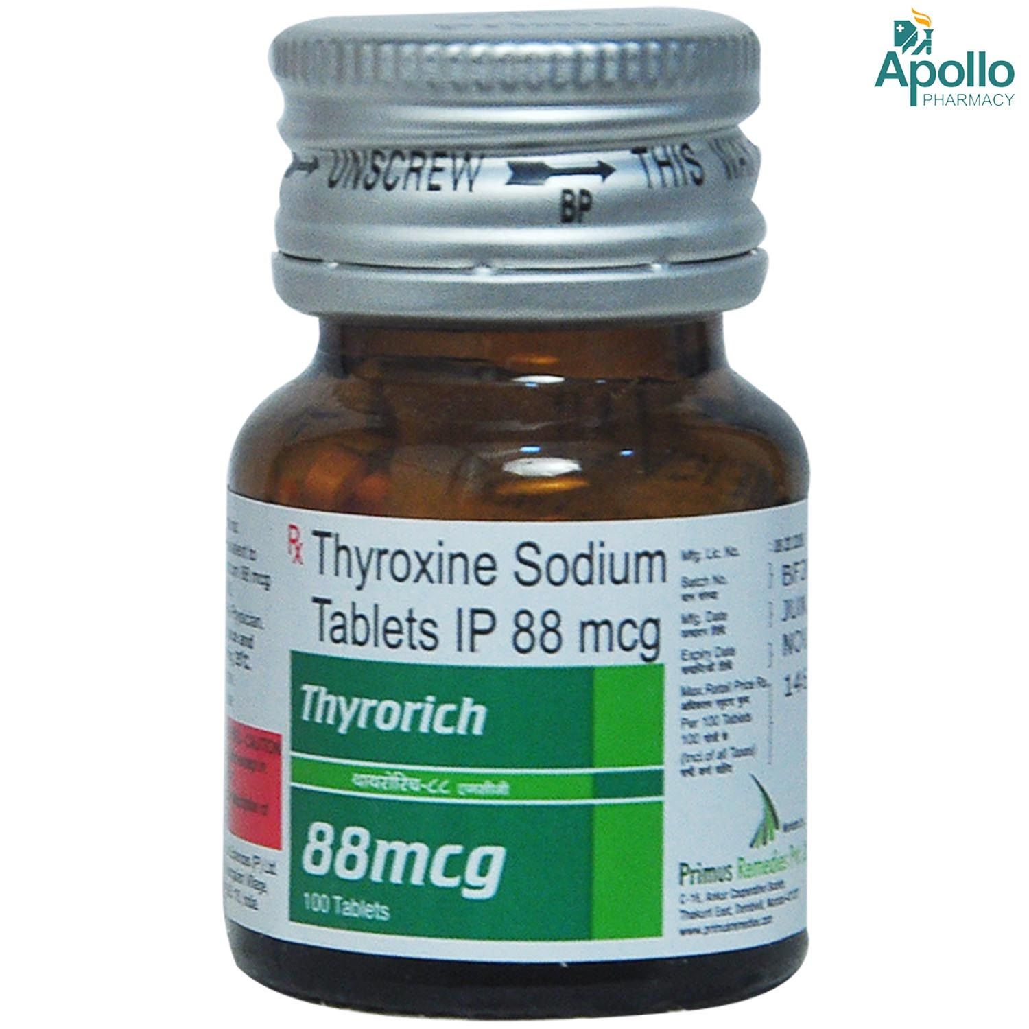 Thyrorich 88 mcg Tablet 100's Price, Uses, Side Effects, Composition ...