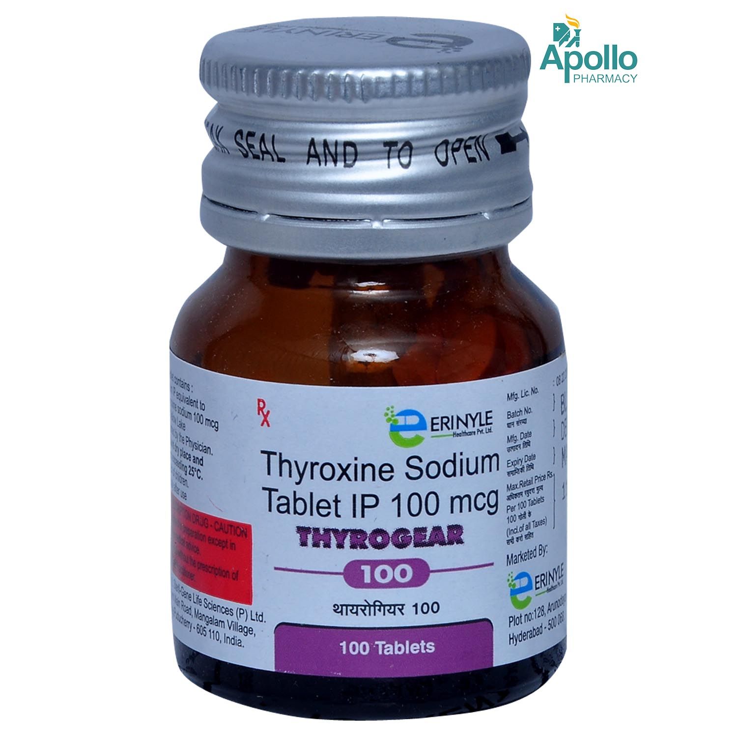 Thyrogear 100 Tablet | Uses, Side Effects, Price | Apollo Pharmacy