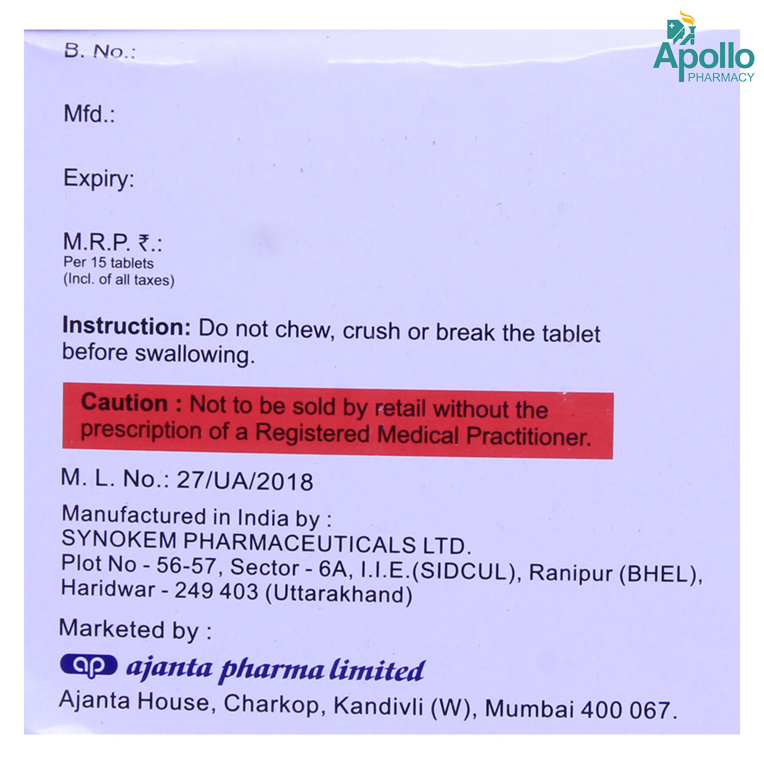 Tiban M 20/1000 mg Tablet 15's Price, Uses, Side Effects, Composition ...