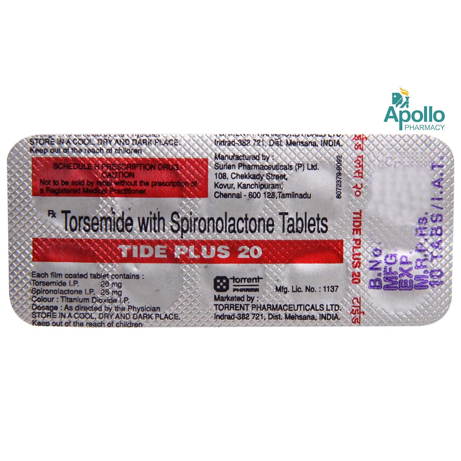 Tide Plus 20 Tablet | Uses, Side Effects, Price | Apollo Pharmacy