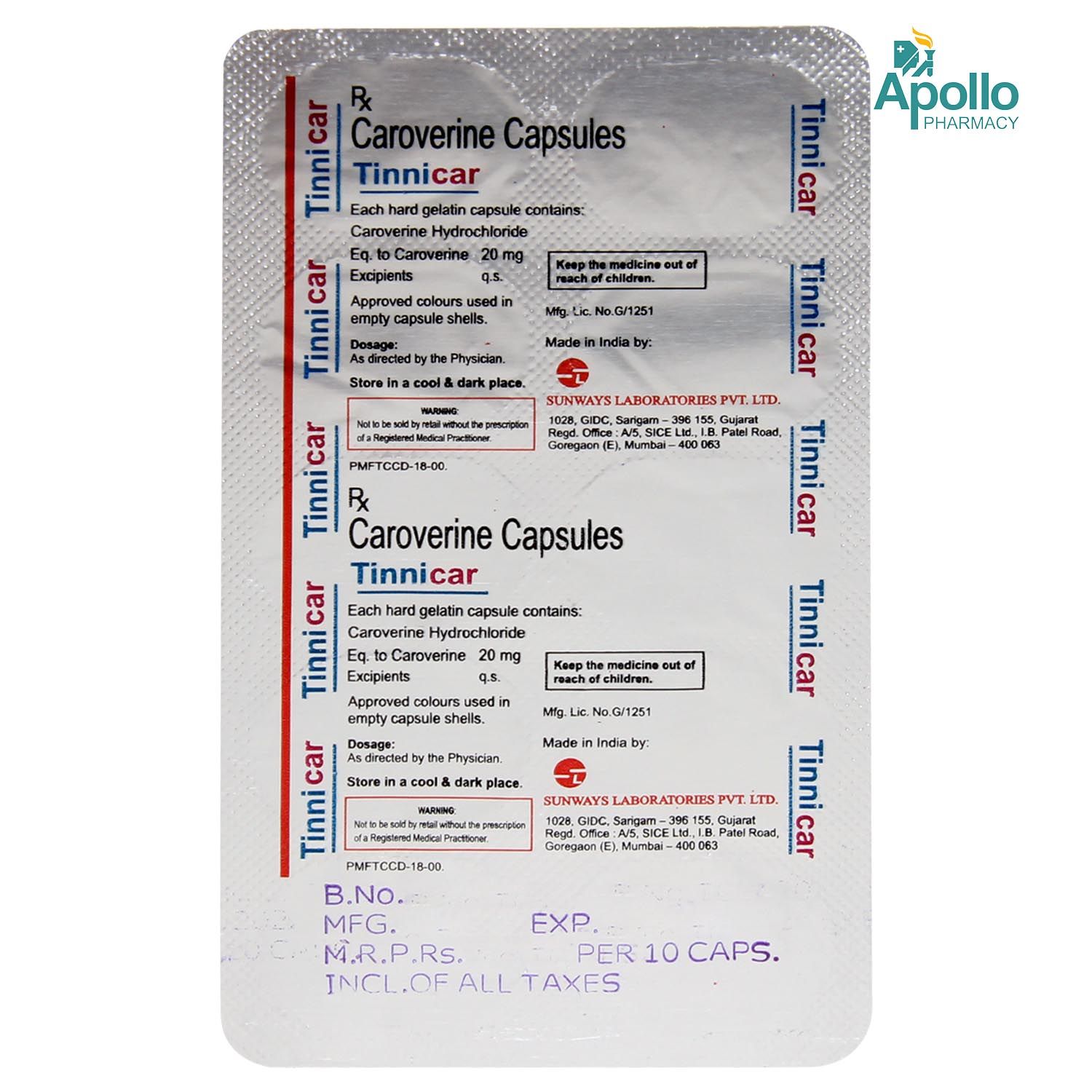 Tinnicar Capsule | Uses, Side Effects, Price | Apollo Pharmacy