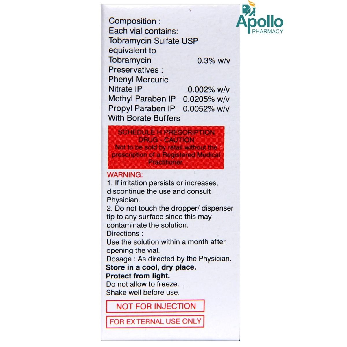 Tobacin Eye/Ear Drops 5 ml Price, Uses, Side Effects, Composition ...
