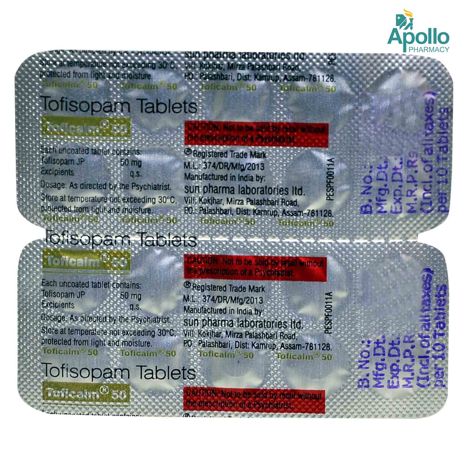Toficalm 50 Tablet | Uses, Side Effects, Price | Apollo Pharmacy