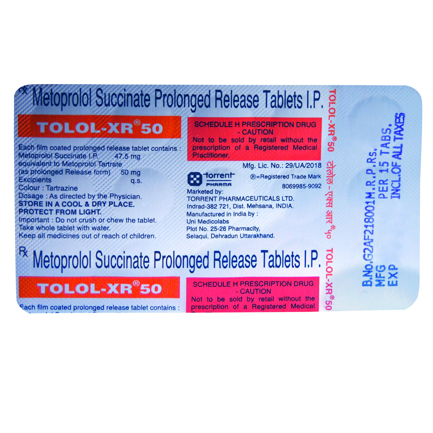 TOLOL XR 50MG TABLET Price, Uses, Side Effects, Composition - Apollo ...