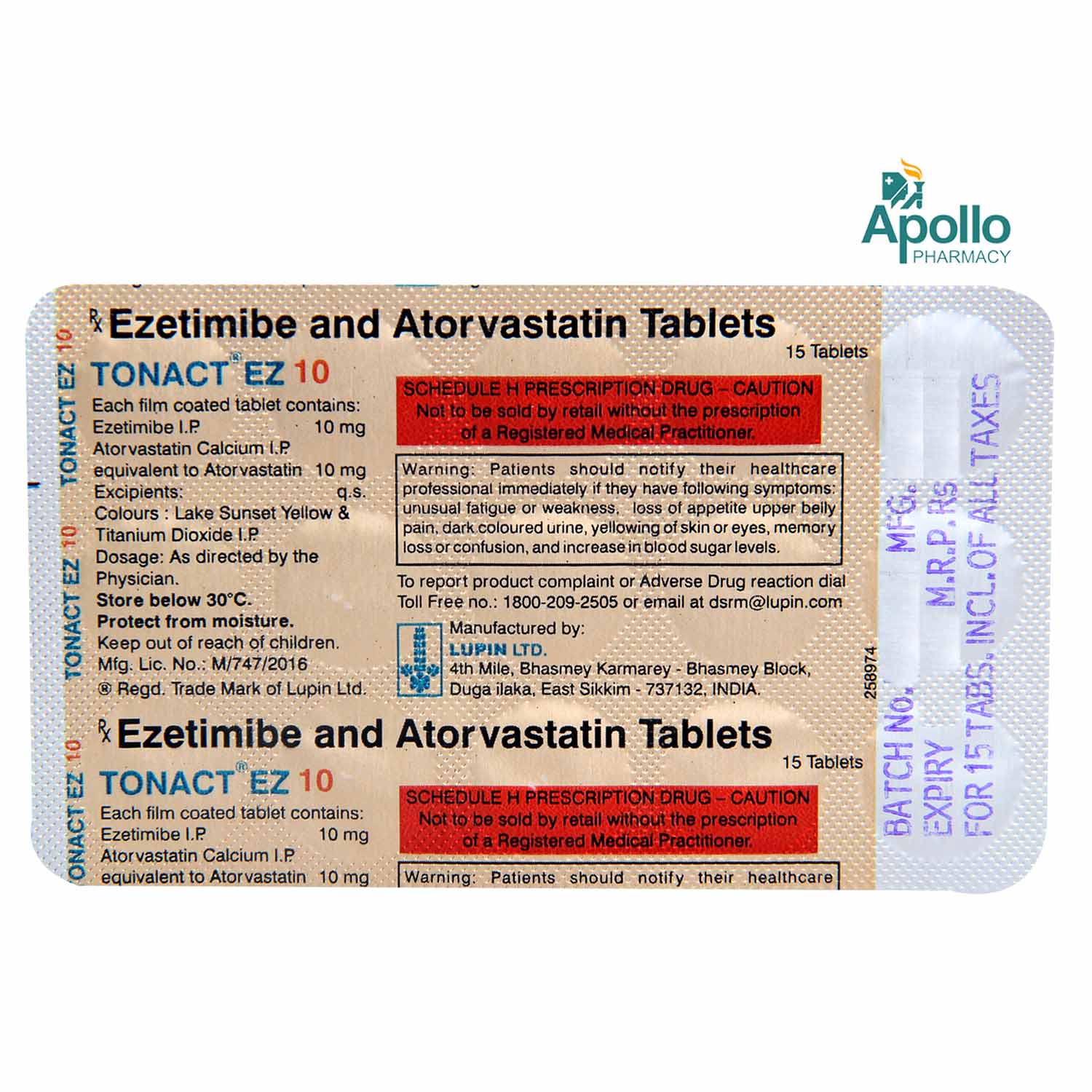Tonact EZ 10 Tablet 15's Price, Uses, Side Effects, Composition ...