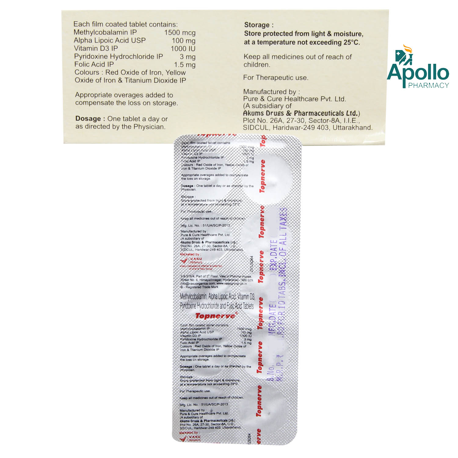 Topnerve Tablet 10's Price, Uses, Side Effects, Composition - Apollo ...