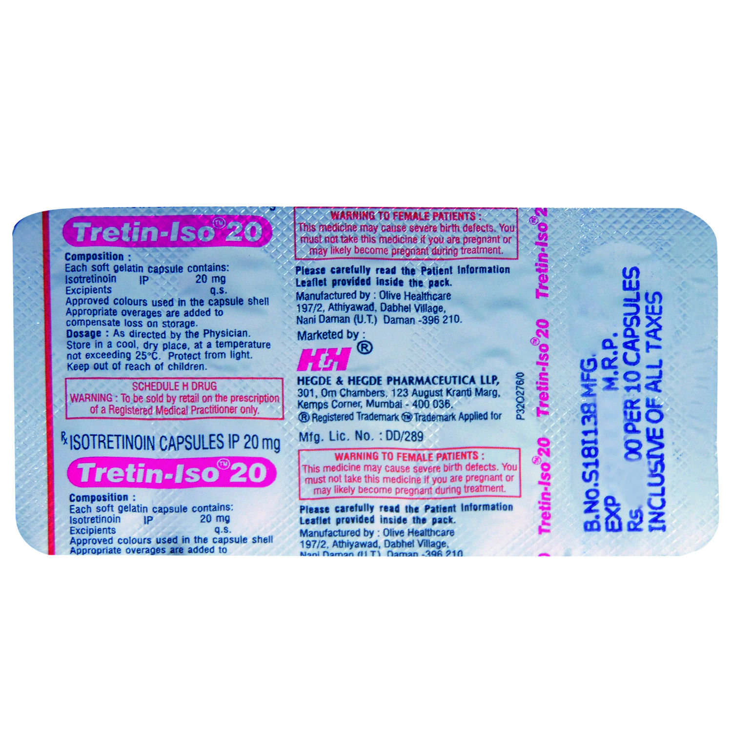 Tretin-Iso 20 Capsule 10's Price, Uses, Side Effects, Composition ...