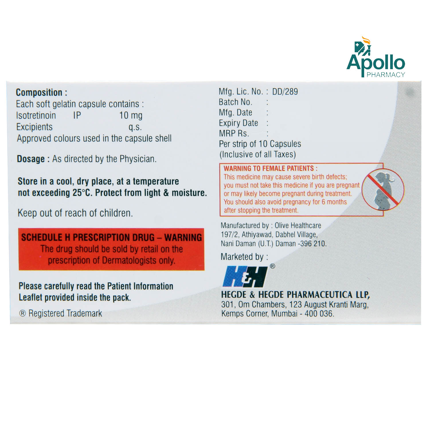 Tretin-Iso 10 Capsule 10's Price, Uses, Side Effects, Composition ...