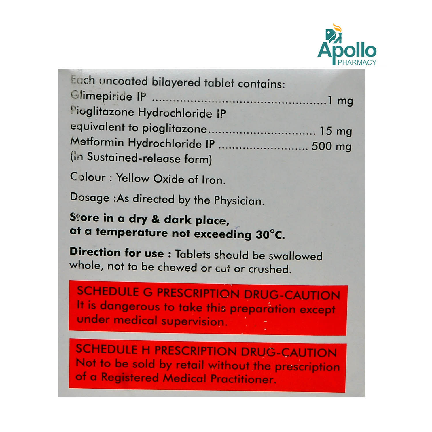 Tripride 1 Tablet 15's Price, Uses, Side Effects, Composition - Apollo ...