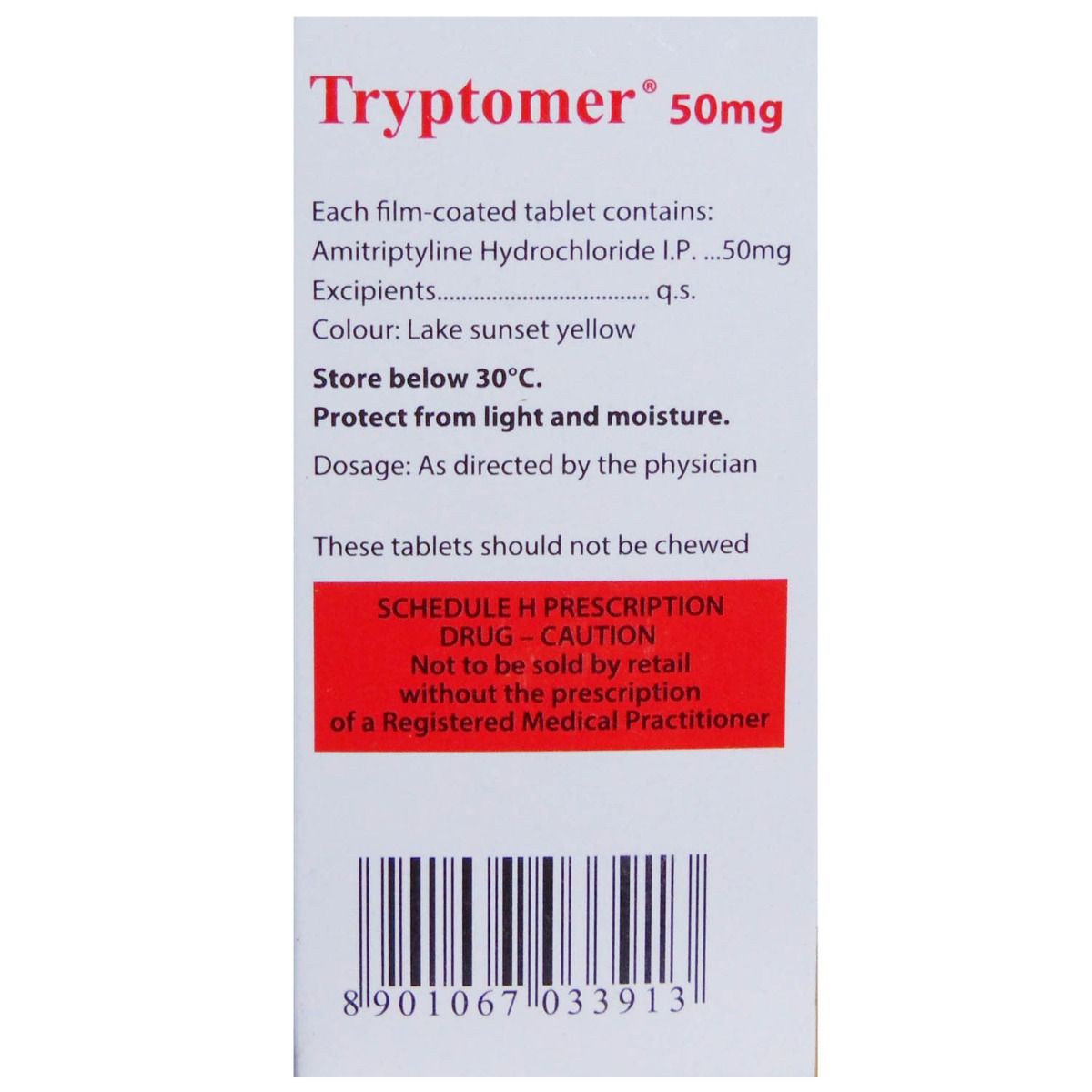 Tryptomer 50mg Tablet 15's Price, Uses, Side Effects, Composition ...