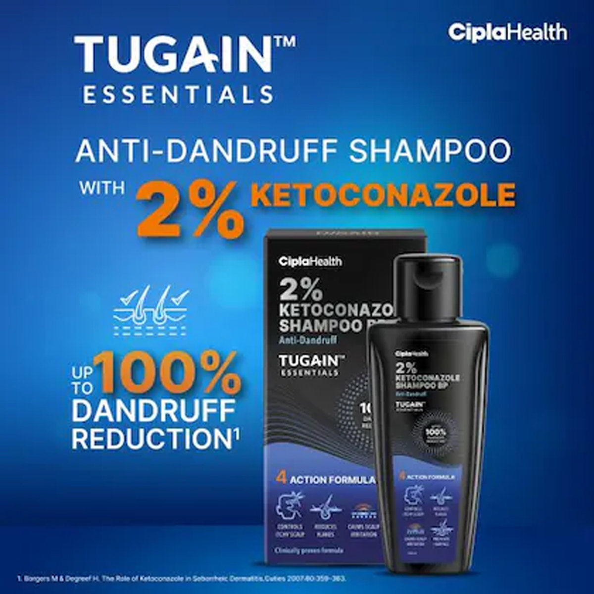 Buy Tugain Essentials 2% Ketokonazole Shampoo BP Anti Dandruff, 100 ml ...
