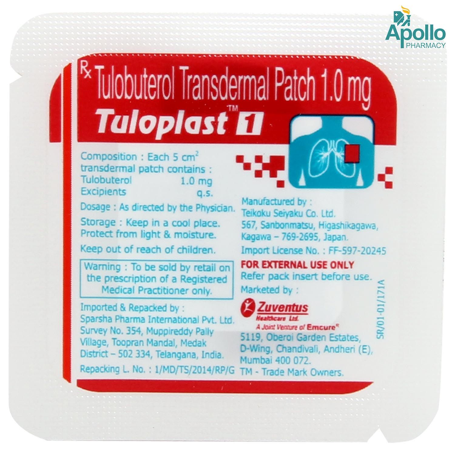 TULOPLAST 1MG PATCH Price, Uses, Side Effects, Composition - Apollo ...