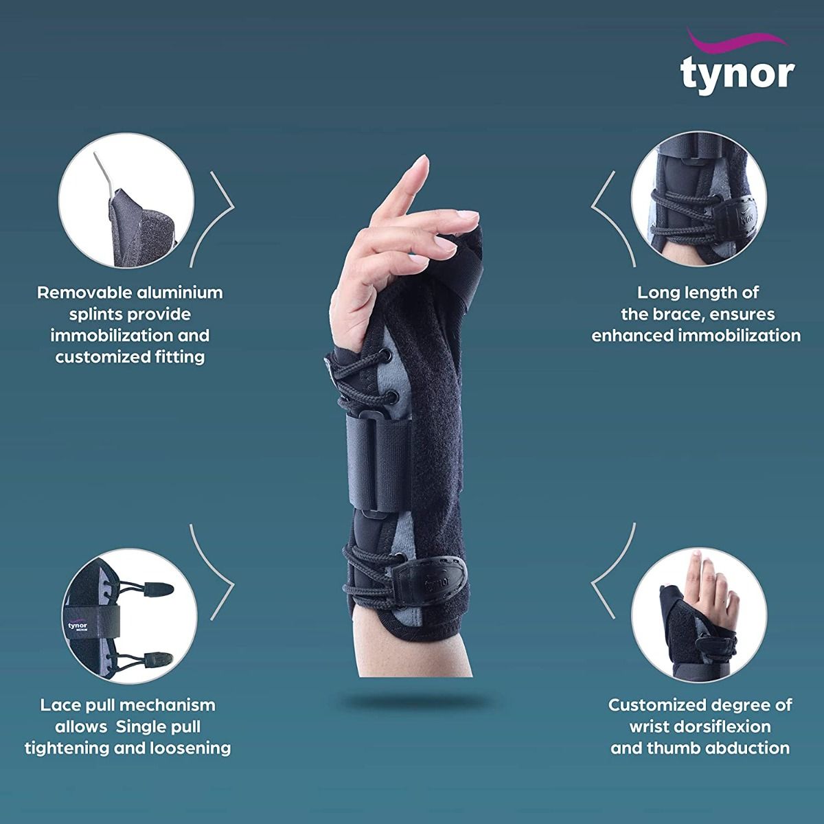 Tynor Wrist Splint with Thumb Medium, 1 Count Price, Uses, Side Effects ...