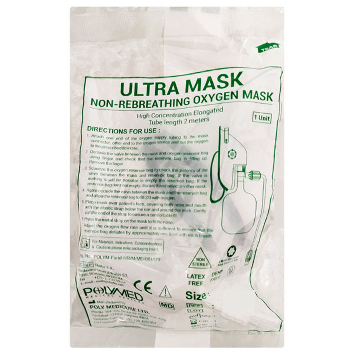 Polymed Ultra Mask Non-Rebreathing Oxygen Mask for Adult, 1 Count ...