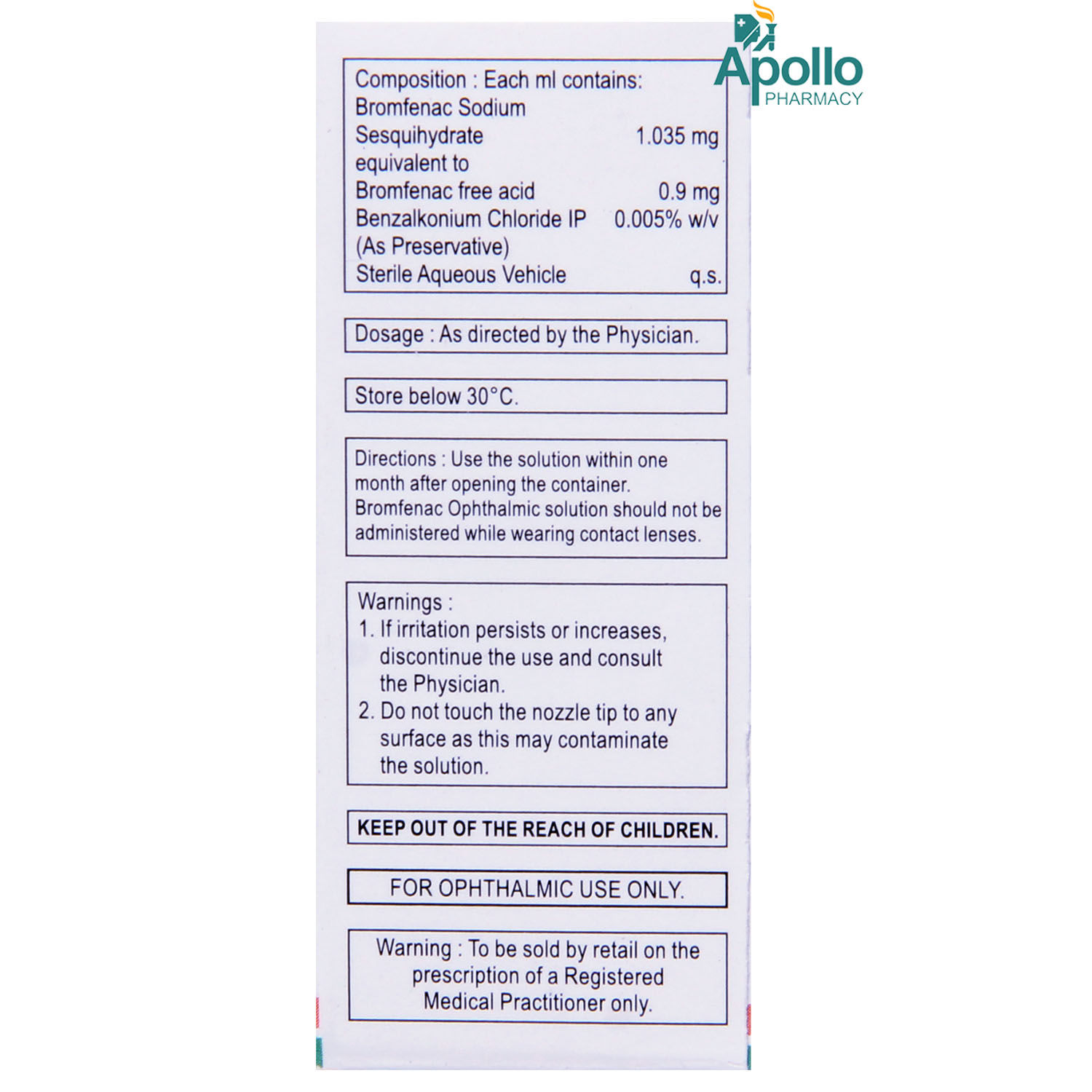 Unibrom Eye Drops 5 ml Price, Uses, Side Effects, Composition - Apollo ...