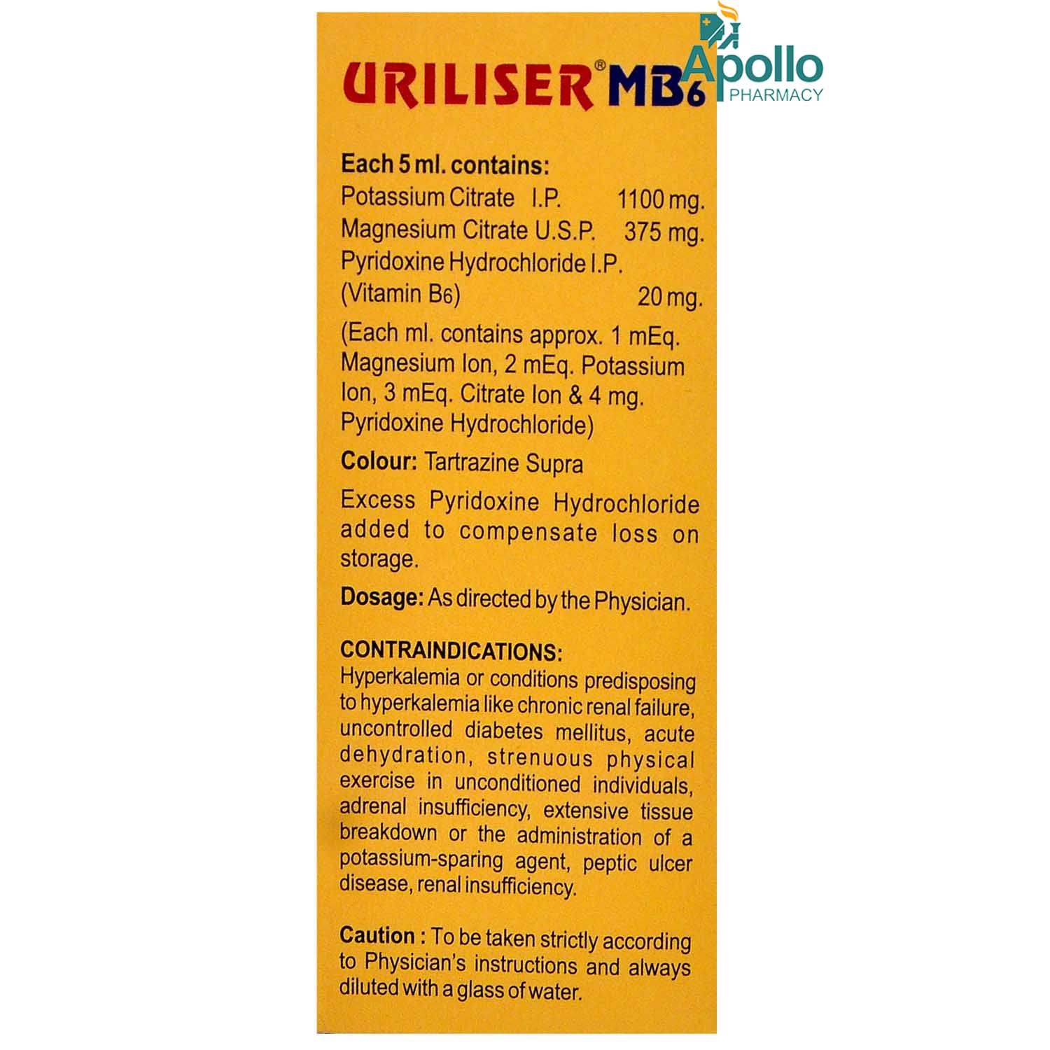 Uriliser MB6 Sugar Free Lemon Flavour Solution 200 ml Price, Uses, Side ...