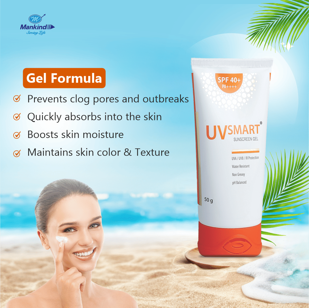 UVsmart SPF 40+ PA++++ Sunscreen Gel 50 gm | Anti Ageing | Water ...