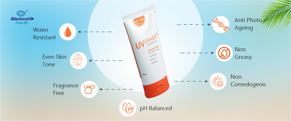 UVsmart SPF 40+ PA++++ Sunscreen Gel 50 gm | Anti Ageing | Water ...