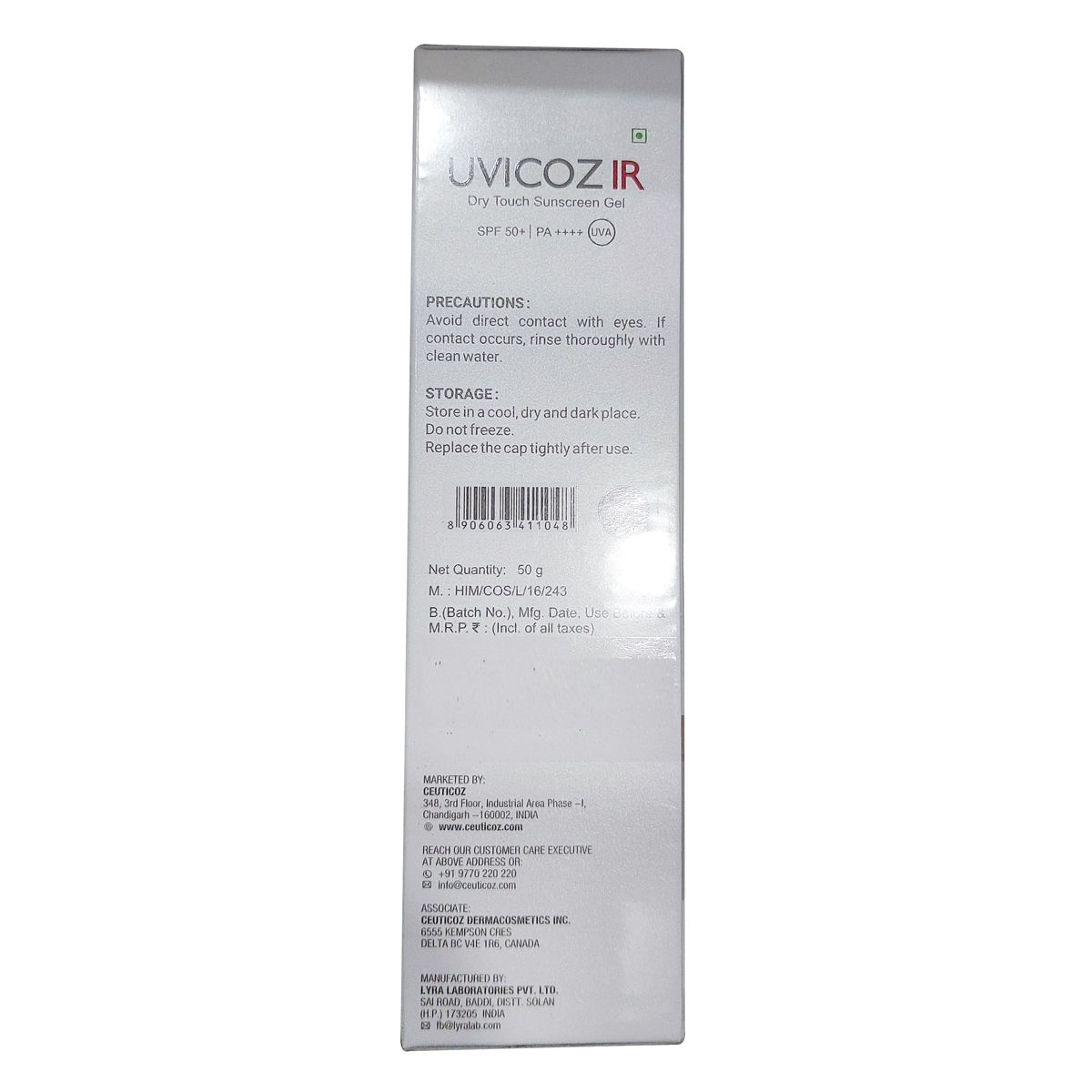 Uvicoz IR SPF 50+ Pa++++ Sunscreen Gel 50 gm Price, Uses, Side Effects ...