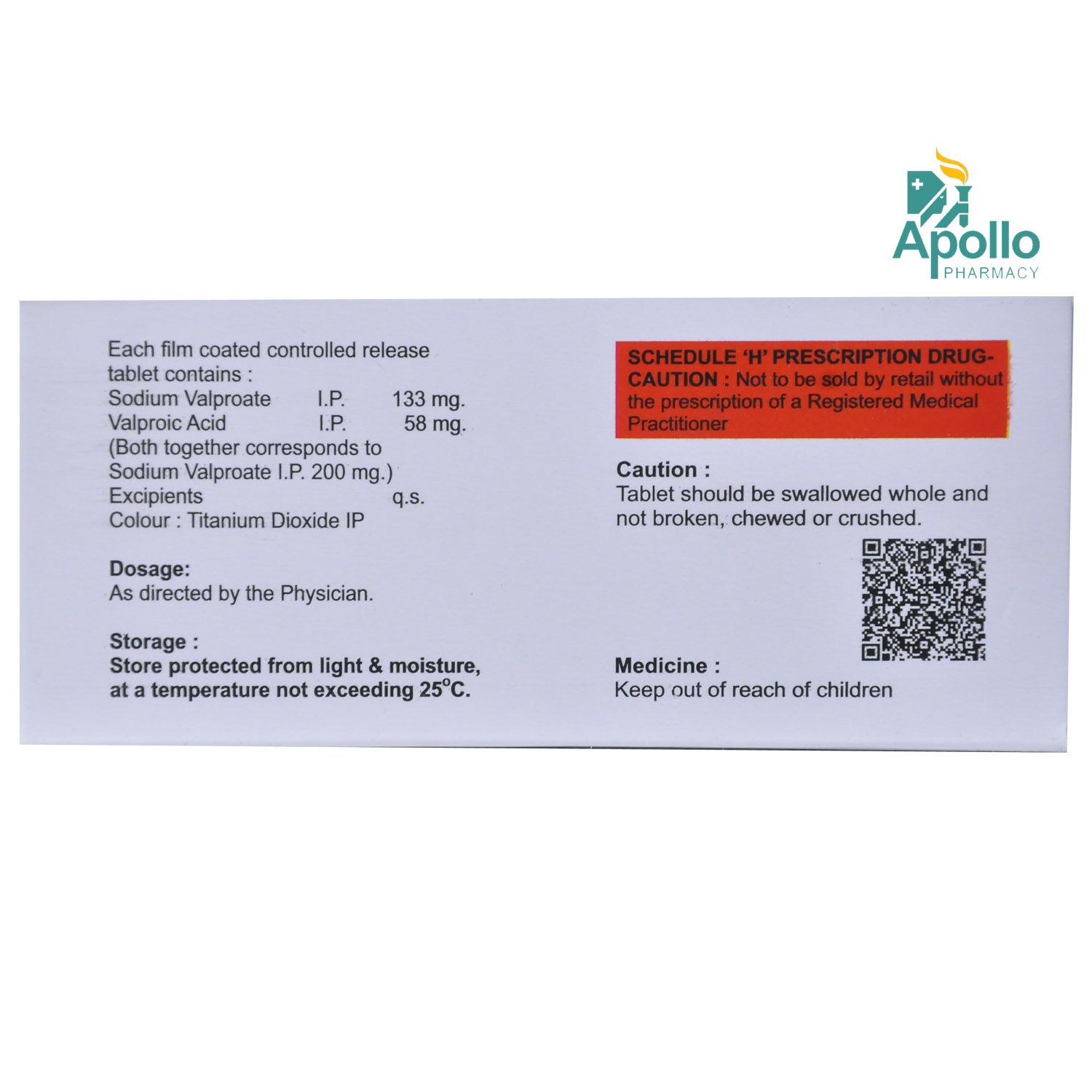 Valporate Chrono 200 Tablet 10's Price, Uses, Side Effects, Composition ...