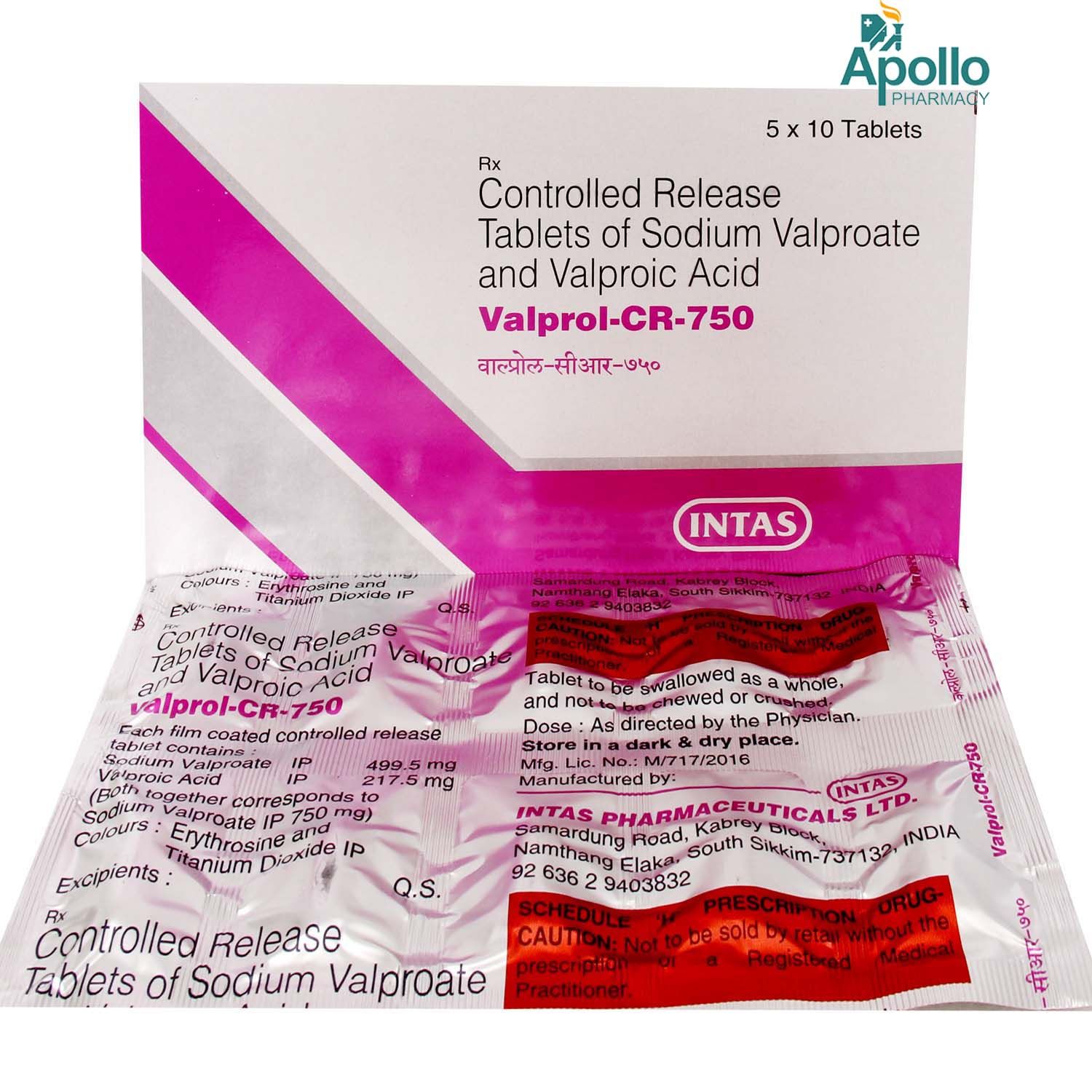 Valprol CR 750 Tablet 10's Price, Uses, Side Effects, Composition ...