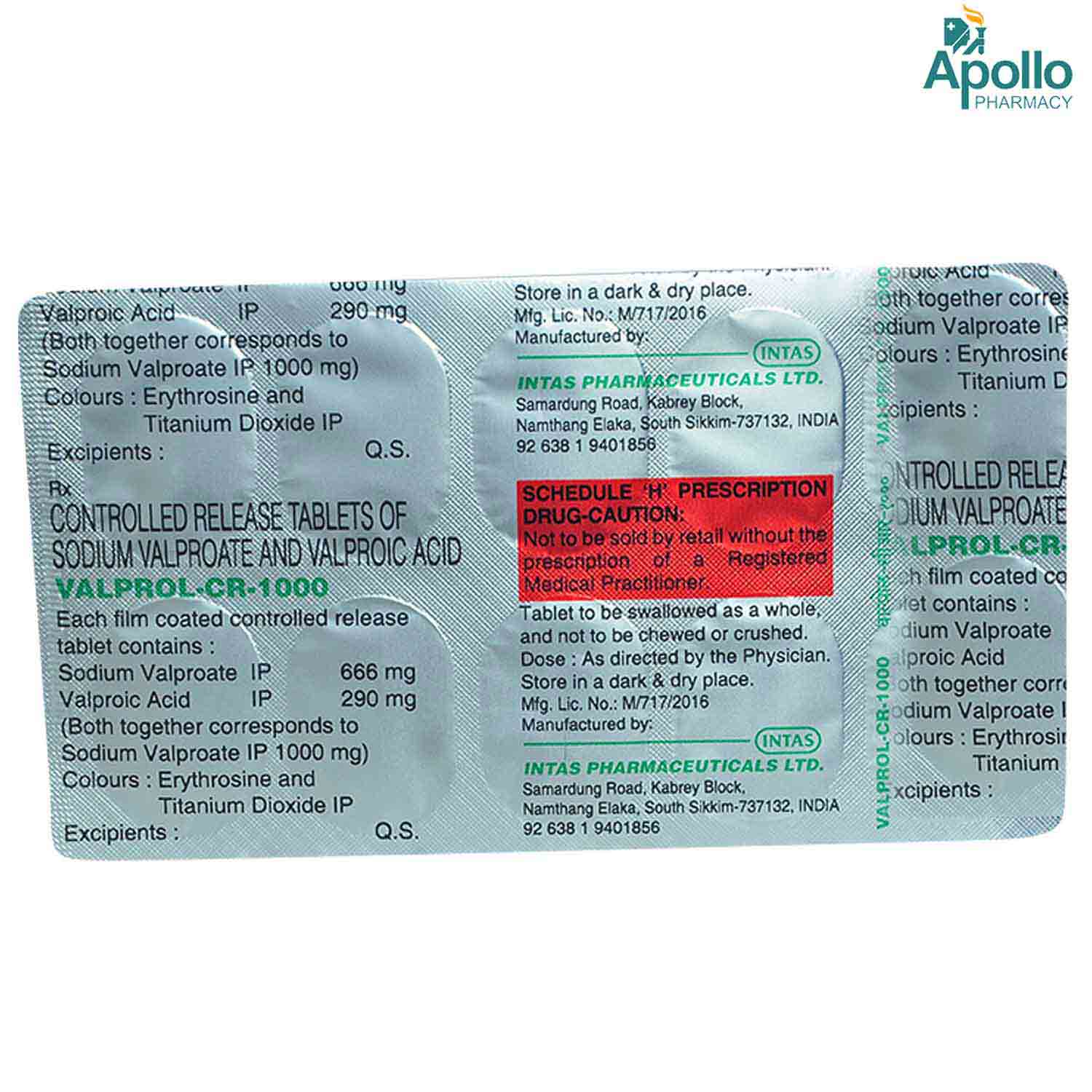 VALPROL CR 1000MG TABLET Price, Uses, Side Effects, Composition ...