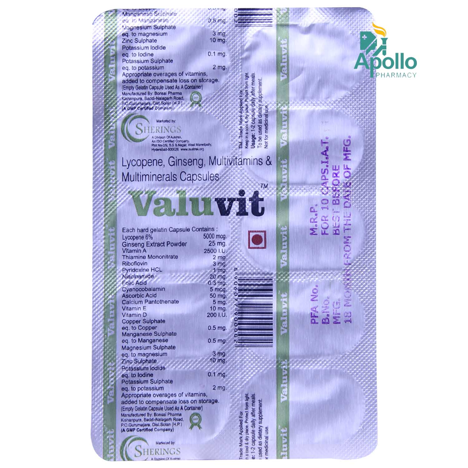 VALUVIT TABLET 10'S Price, Uses, Side Effects, Composition - Apollo ...