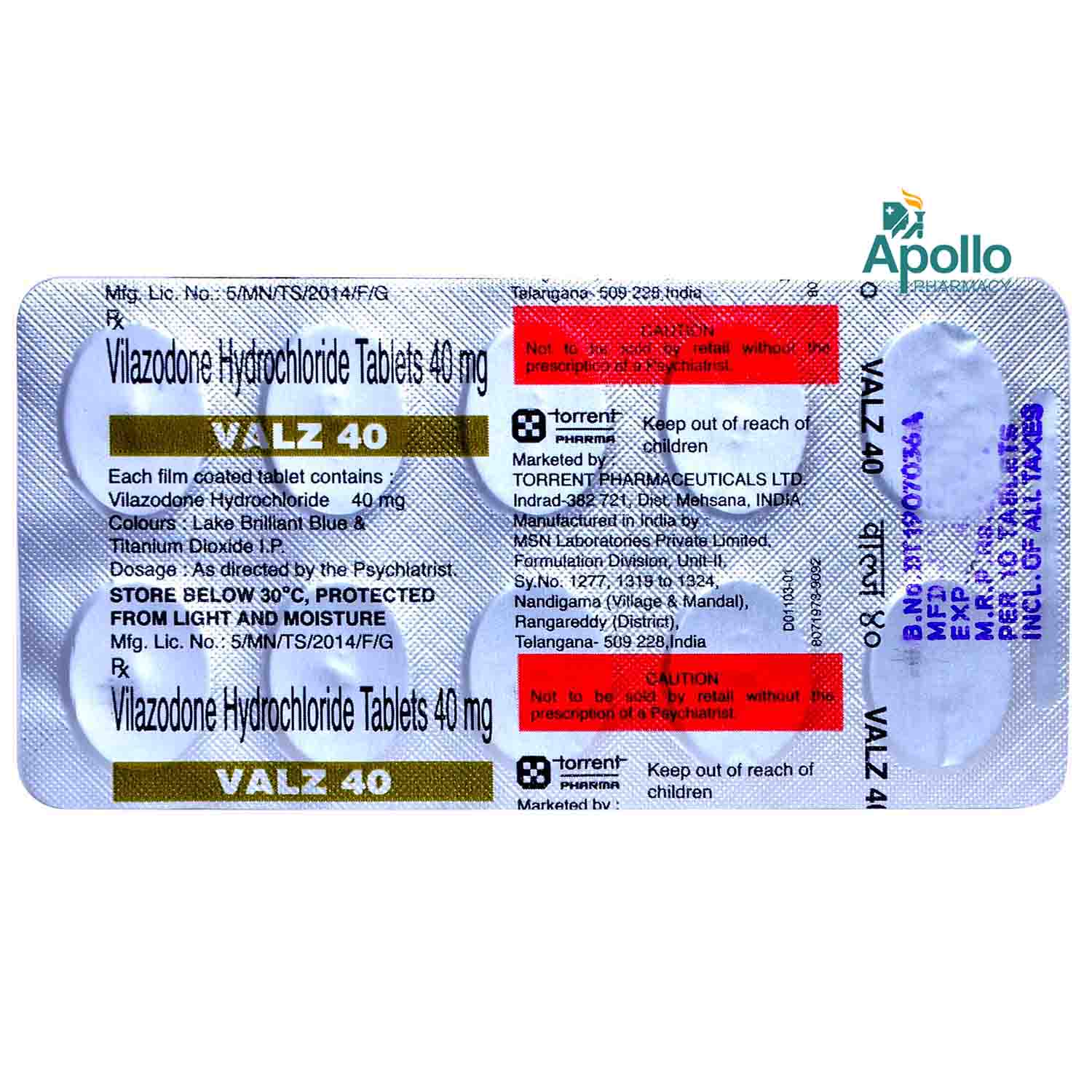 VALZ 40MG TABLET Price, Uses, Side Effects, Composition - Apollo Pharmacy