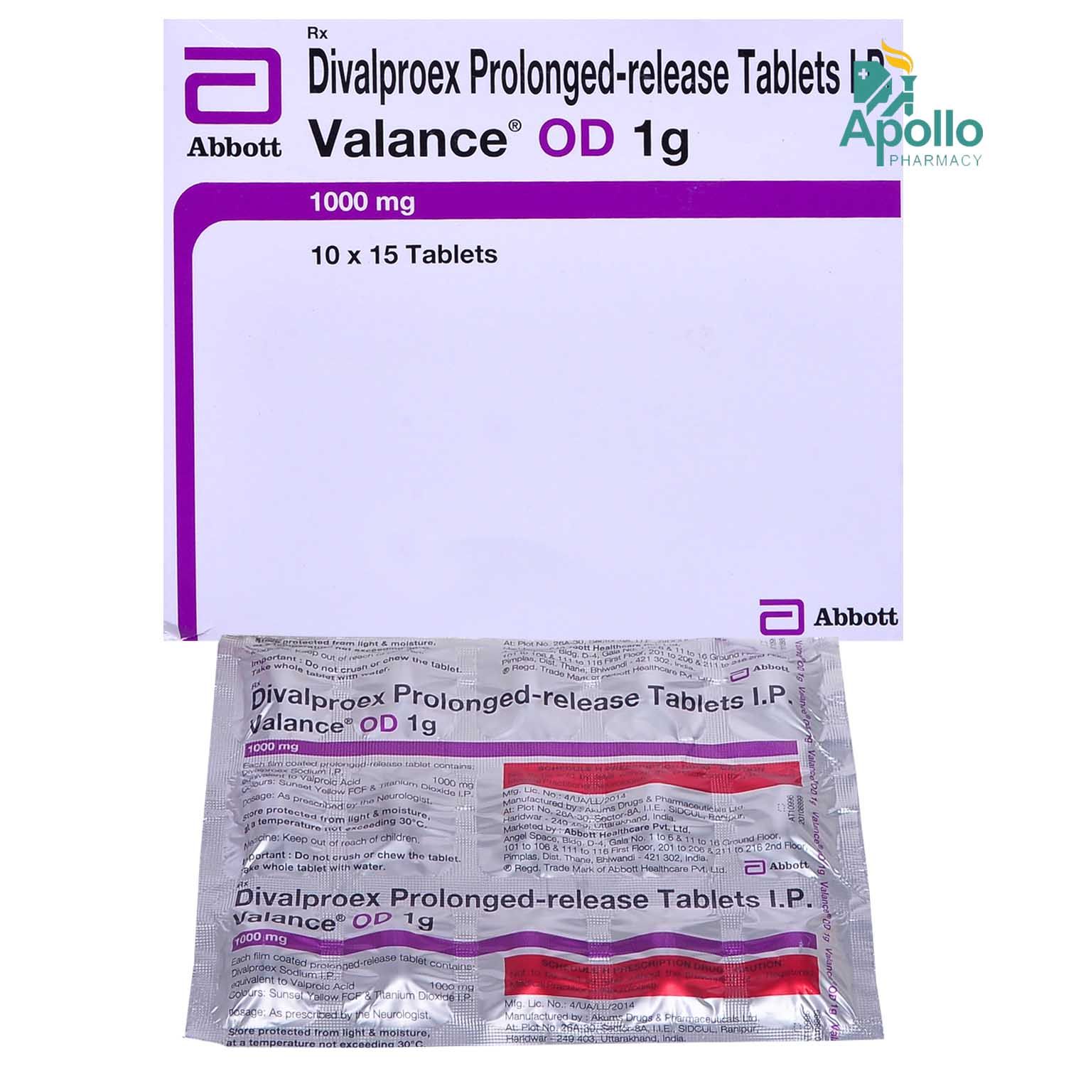 Valance OD 1g Tablet 15's Price, Uses, Side Effects, Composition ...
