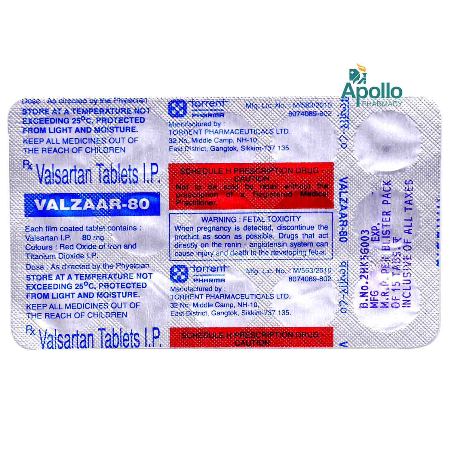 Valzaar-80 Tablet 15's Price, Uses, Side Effects, Composition - Apollo ...