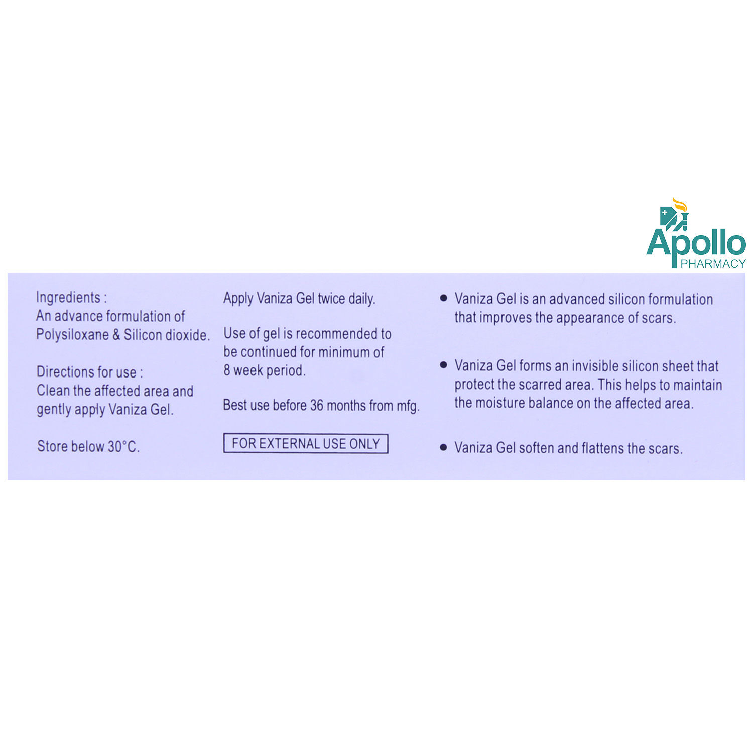 Vaniza Gel 10 gm Price, Uses, Side Effects, Composition - Apollo Pharmacy