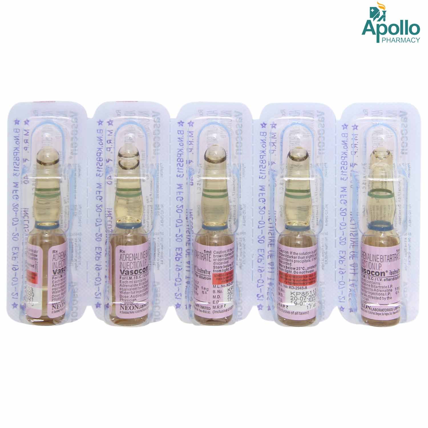 Vasocon Injection 1 ml | Uses, Side Effects, Price | Apollo Pharmacy