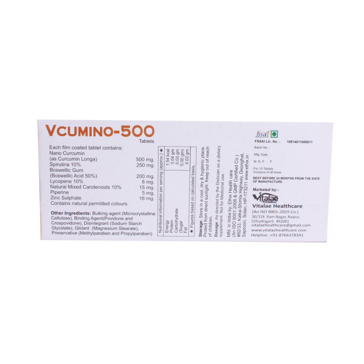 Vcumino 500 Tablet 10's Price, Uses, Side Effects, Composition - Apollo ...