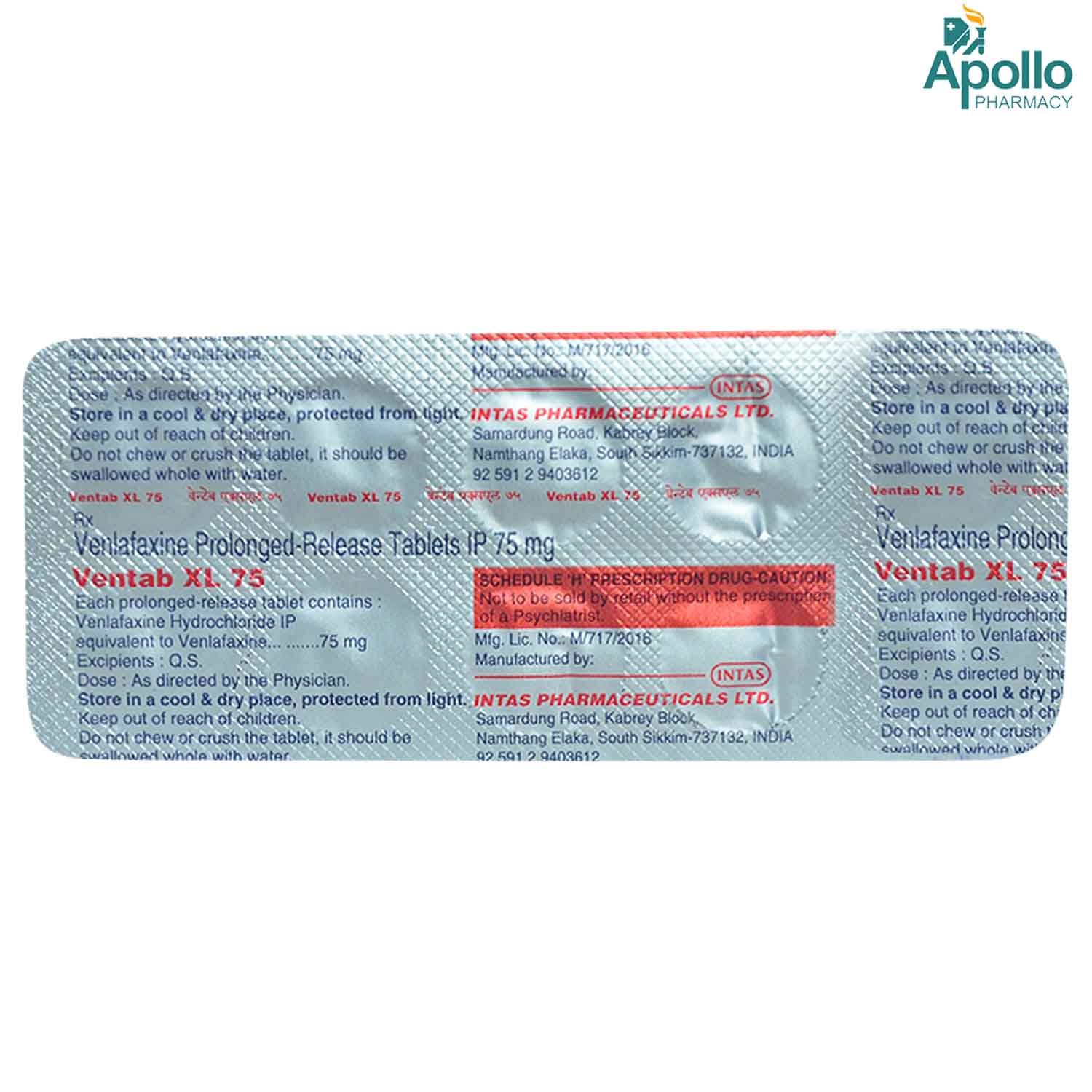 Ventab XL 75 Tablet 10's Price, Uses, Side Effects, Composition ...