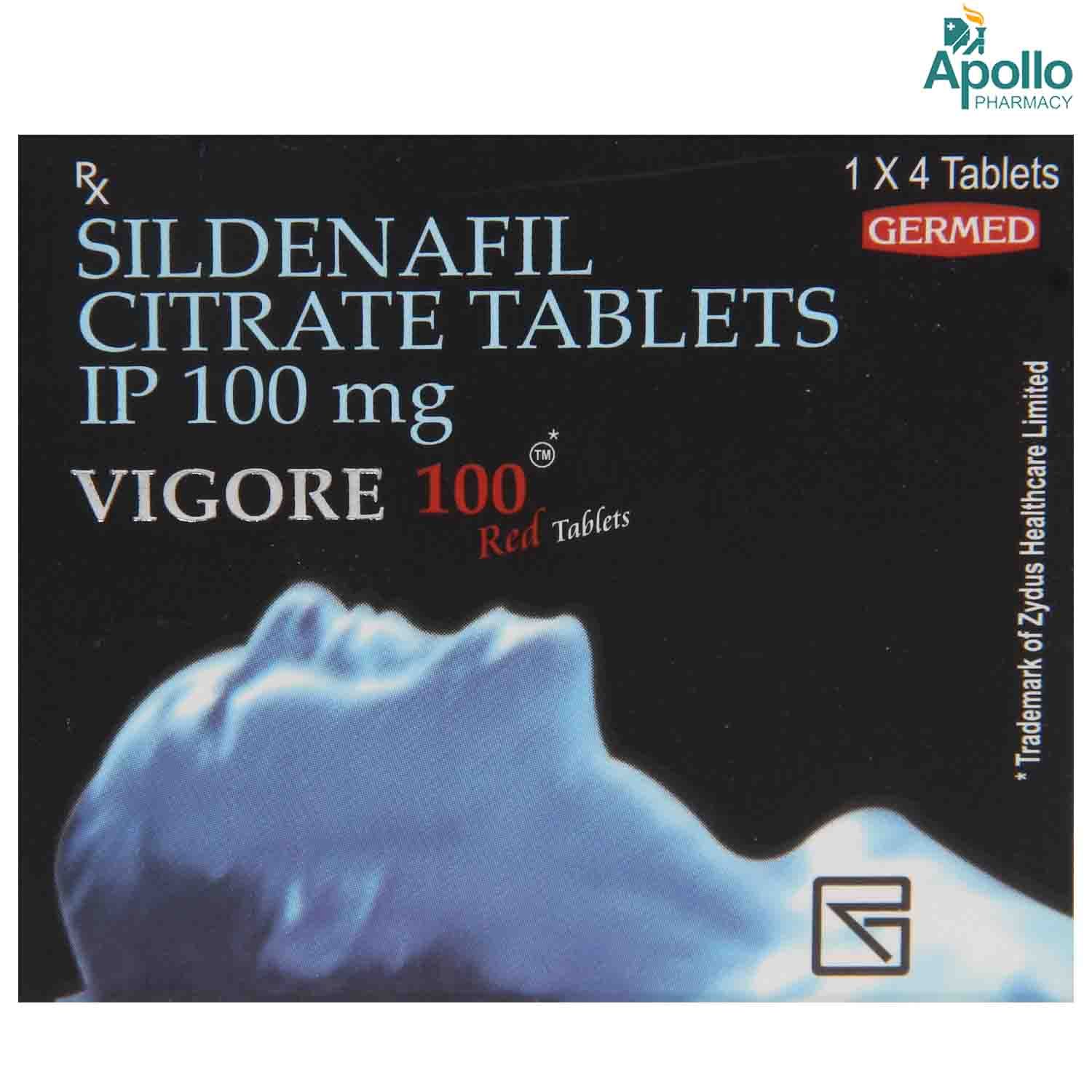 Vigore 100 Red Tablet 4's Price, Uses, Side Effects, Composition ...