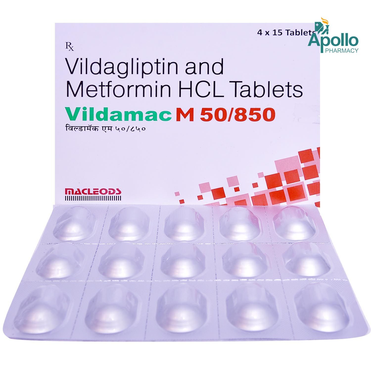 Vildamac M 50/850 Tablet 15's Price, Uses, Side Effects, Composition ...