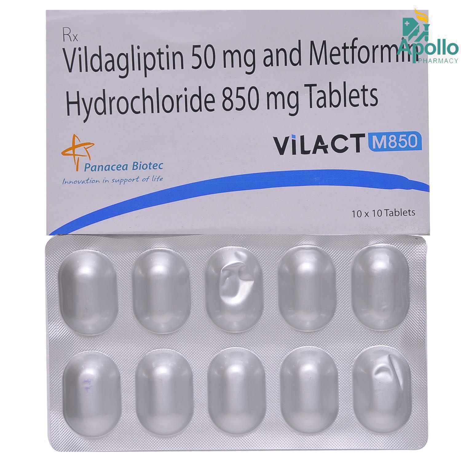 Vilact M 850/50mg Tablet | Uses, Side Effects, Price | Apollo Pharmacy