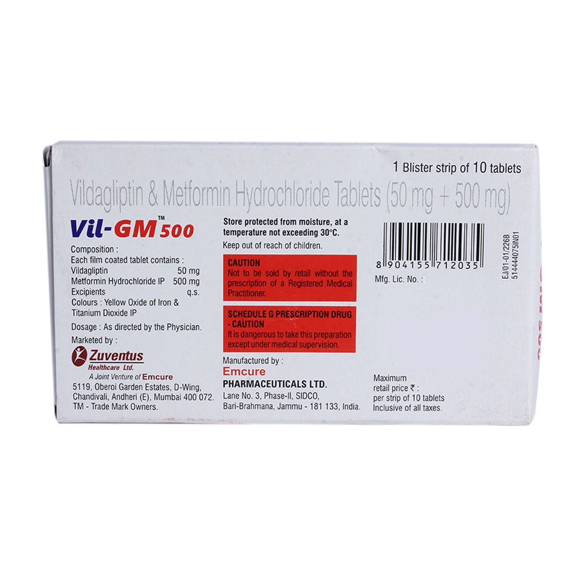 Vil GM 500/50mg Tablet 10's Price, Uses, Side Effects, Composition ...